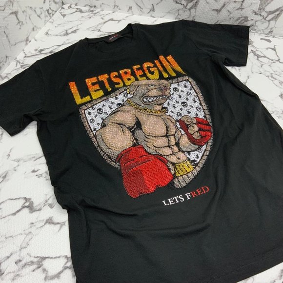 Lets Fred | Shirts | Mens Fashion Black Multicolor Rhinestones Tee ...